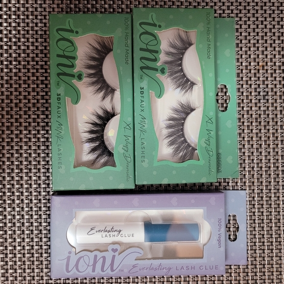 ioni Eyelashes | Makeup | New Set Of 3 Ioni 3d Faux Mink Eyelashes Glue ...